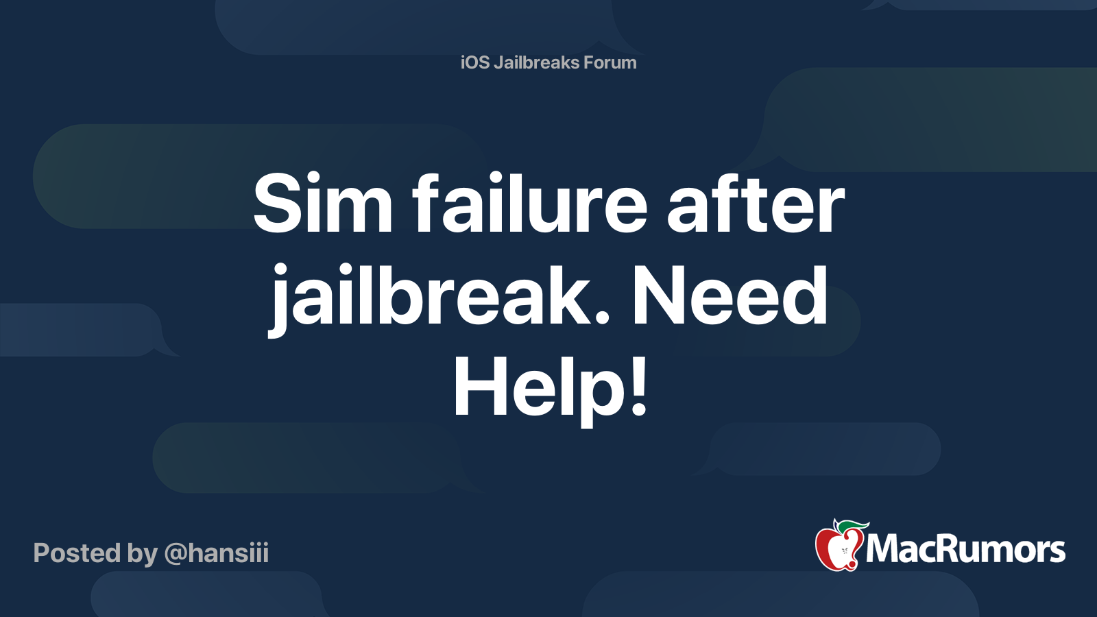 Sim failure after jailbreak. Need Help! | MacRumors Forums