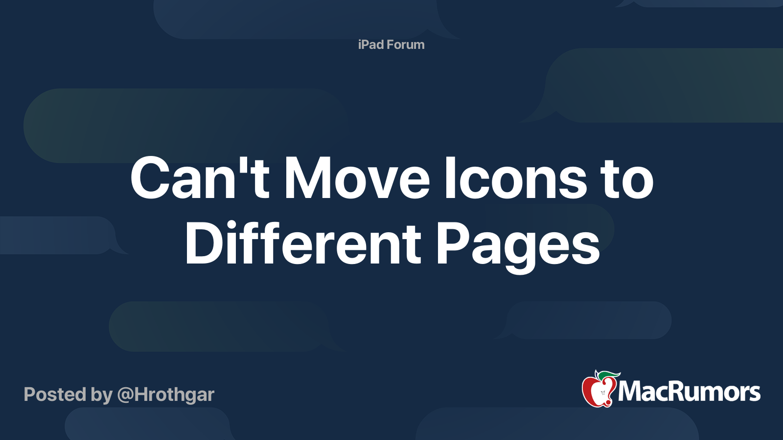 Can't Move Icons to Different Pages | MacRumors Forums