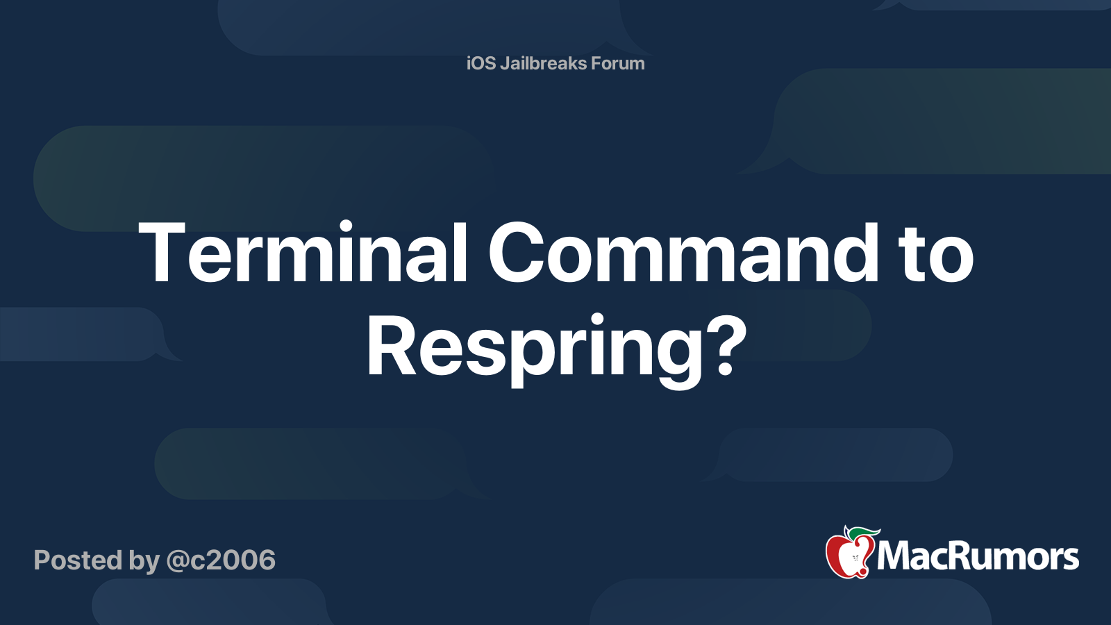 Terminal Command to Respring? | MacRumors Forums