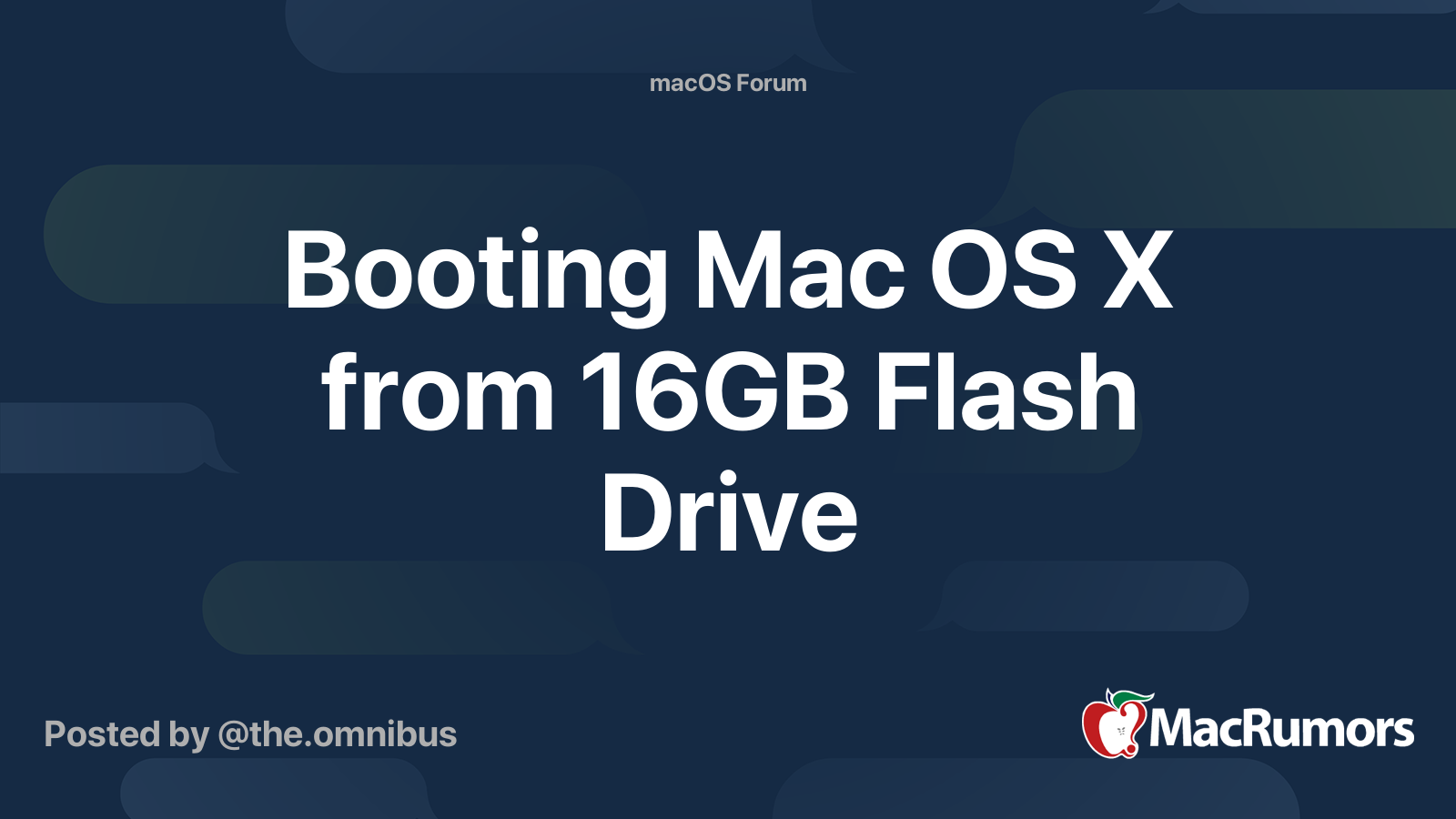 Booting Mac OS X from 16GB Flash Drive | MacRumors Forums