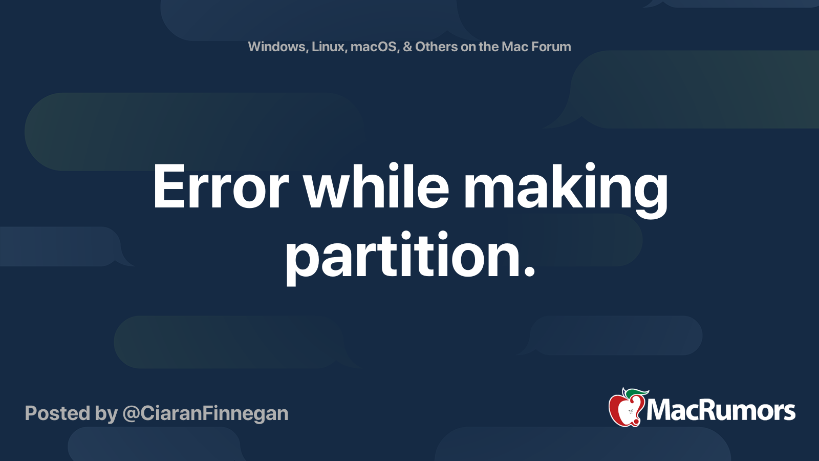 Error while making partition. | MacRumors Forums