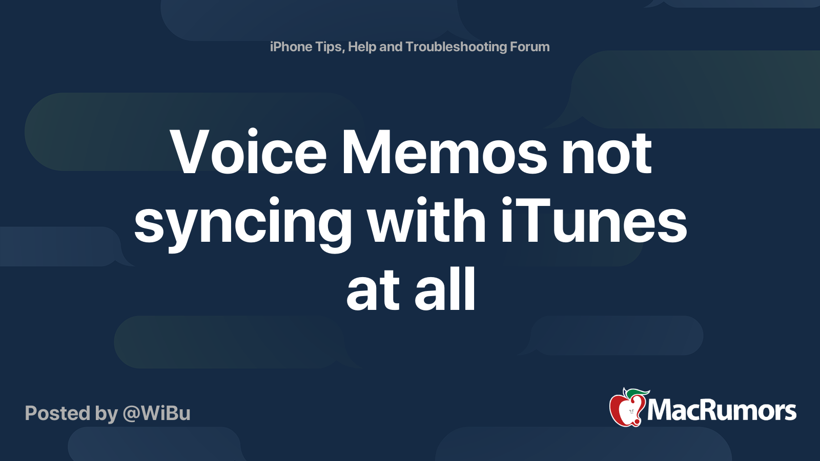 Voice Memos not syncing with iTunes at all | MacRumors Forums