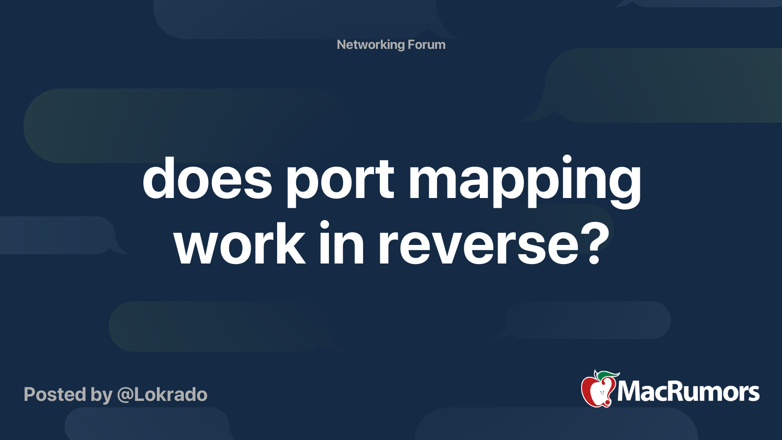 does port mapping work in reverse? | MacRumors Forums