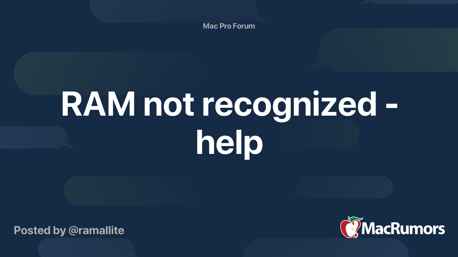 RAM not recognized - help | MacRumors Forums