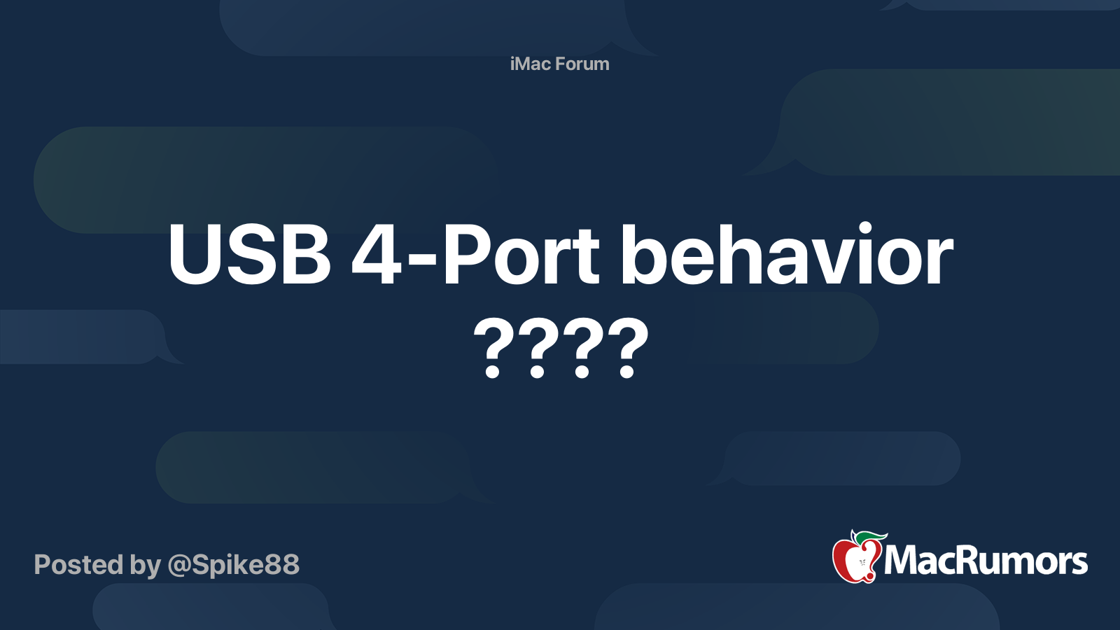 USB 4-Port behavior ???? | MacRumors Forums