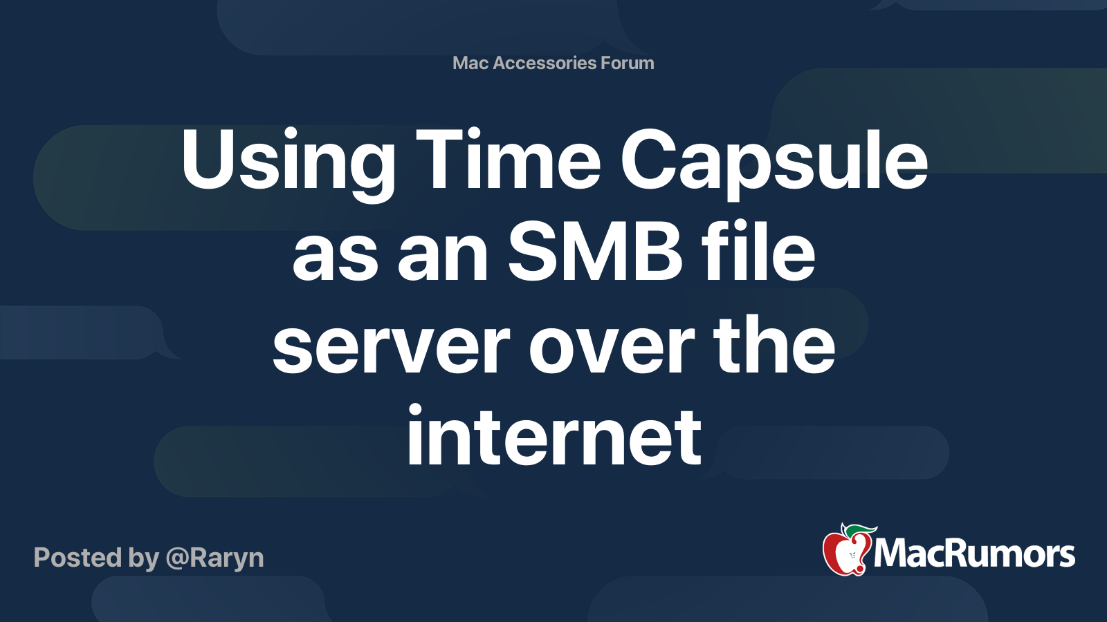Using Time Capsule as an SMB file server over the internet | MacRumors Forums