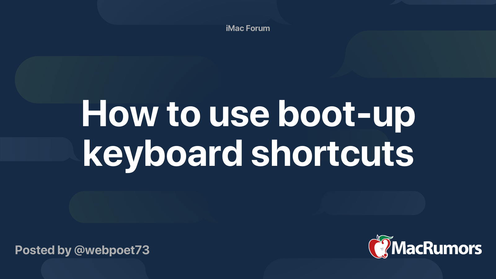 How to use boot-up keyboard shortcuts | MacRumors Forums