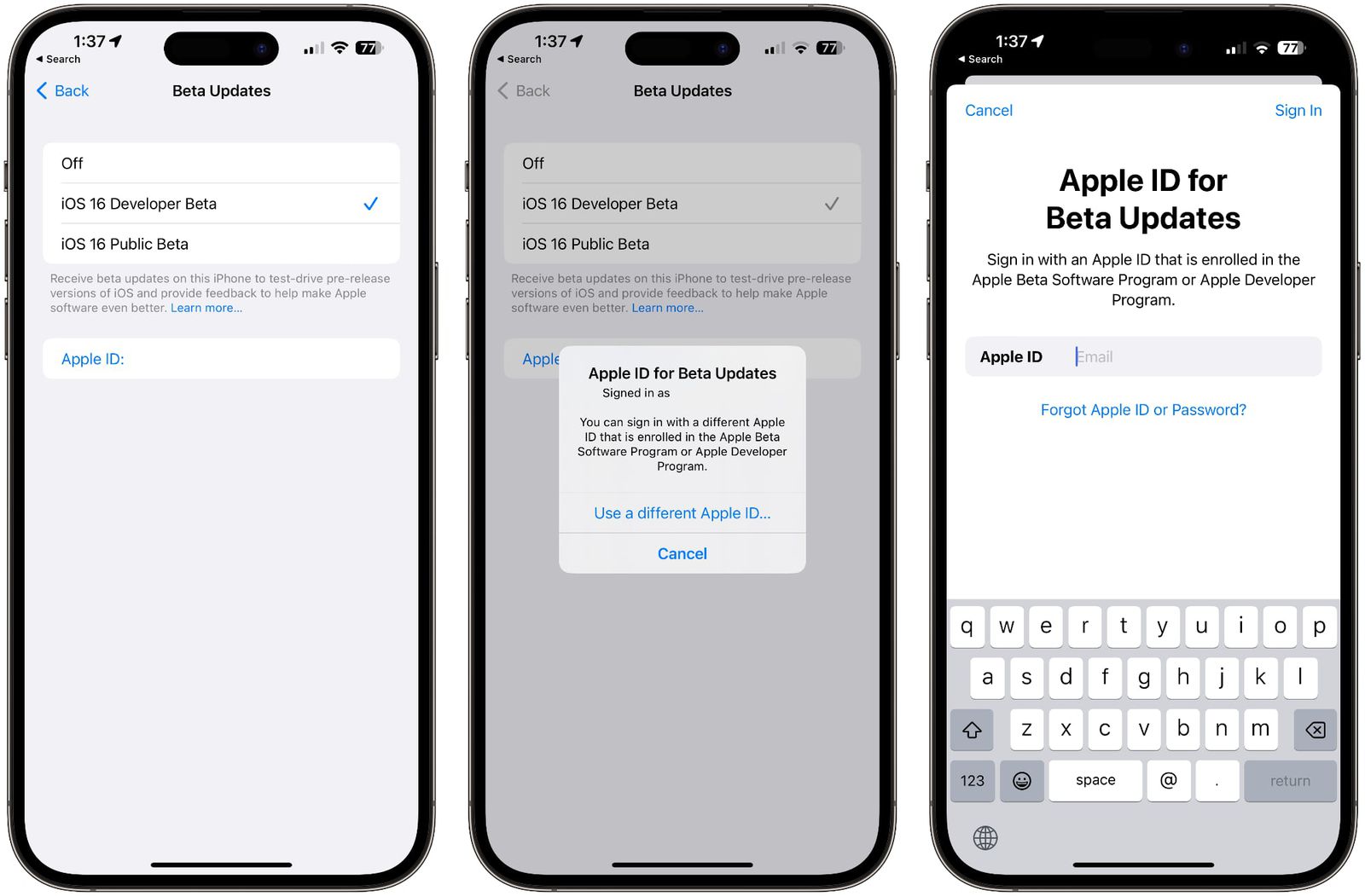 iOS 16.4 Will Let You Specify an Apple ID to Use for Beta Access - MacRumors