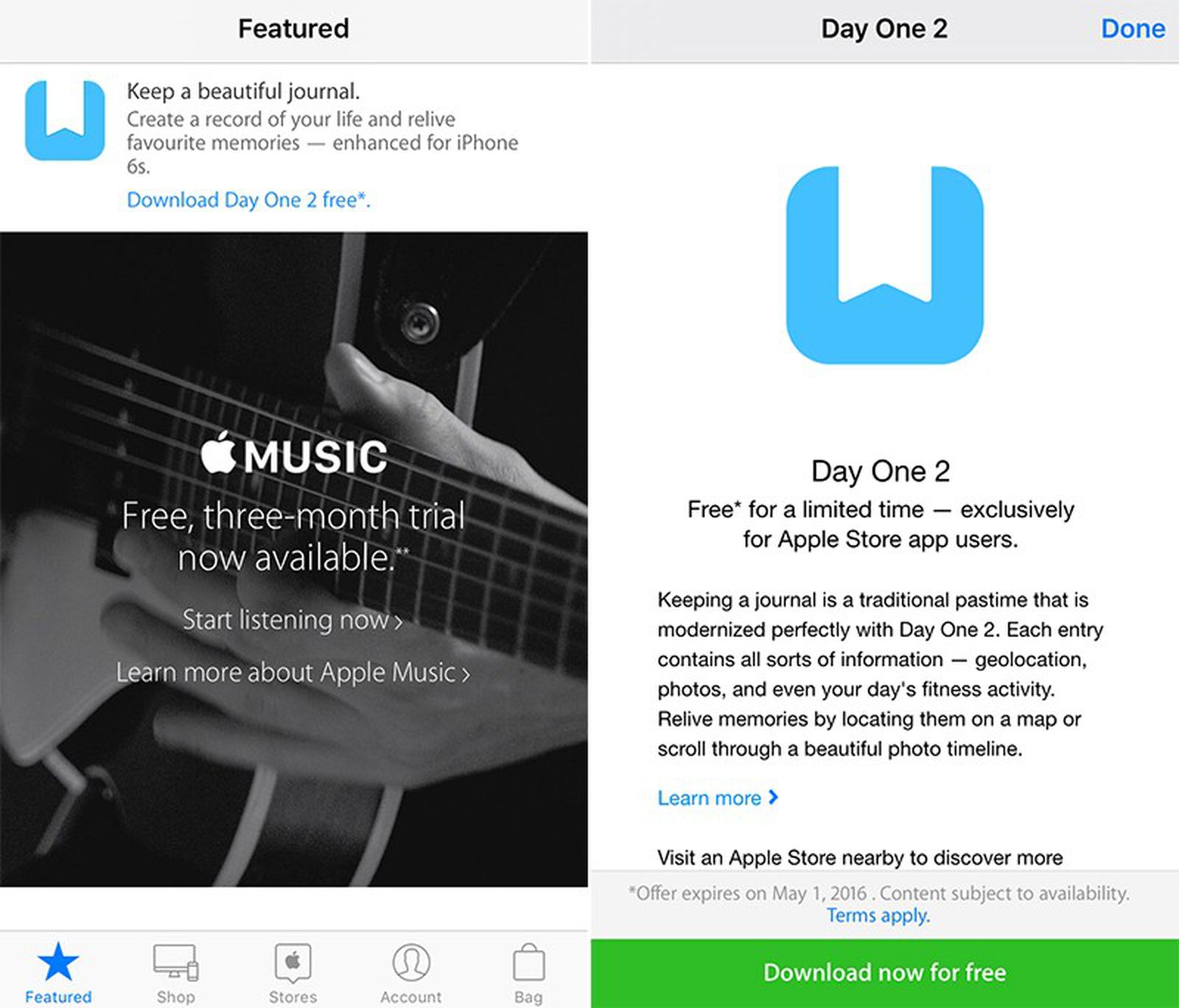 Apple Now Offering 'Day One 2' for Free in 'Apple Store' App - MacRumors
