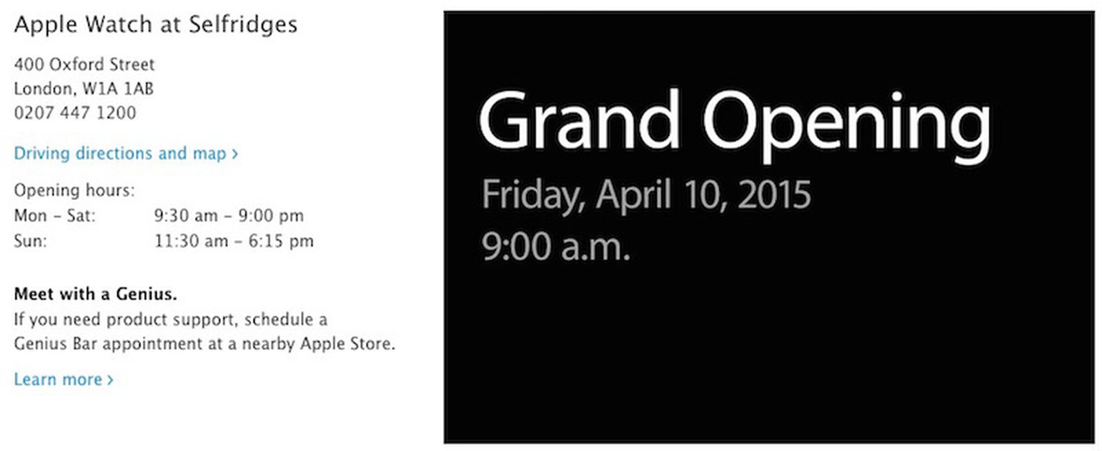 Apple Announces April 10 Grand Openings for Apple Watch Shops in London ...