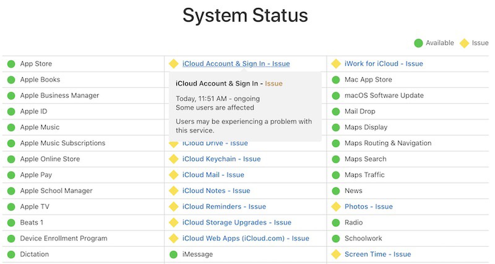 Apple Experiencing Issues With iCloud Services and Retail Store Systems ...