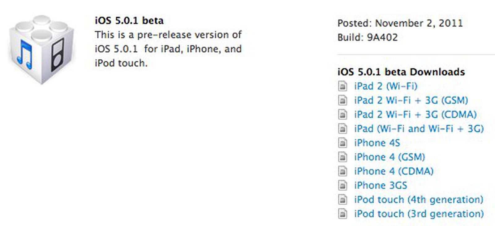 Apple Seeds iOS 5.0.1 Beta: Multitasking Gestures for iPad 1, Battery ...