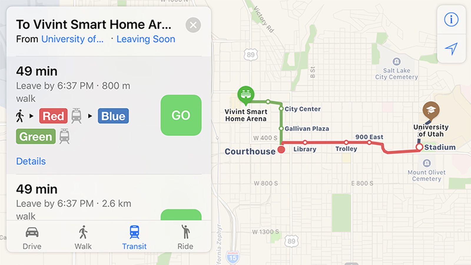 Apple Maps Now Supports Transit Directions in Salt Lake City - MacRumors