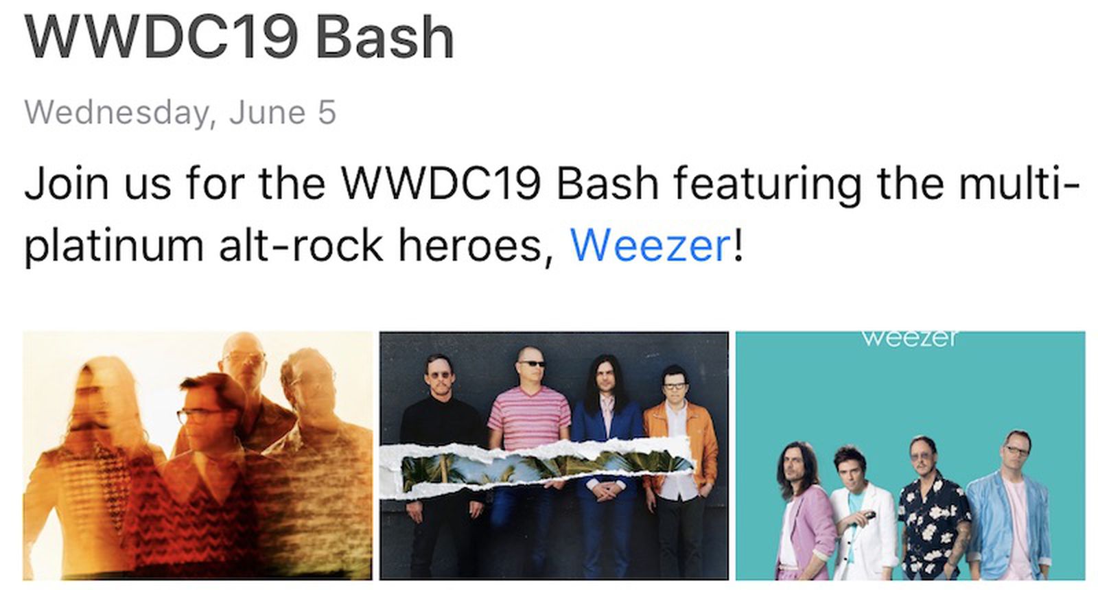 Weezer to Headline Apple's WWDC 2019 Bash Tonight - MacRumors Weezer to Headline Apple's WWDC 2019 Bash Tonight - MacRumors