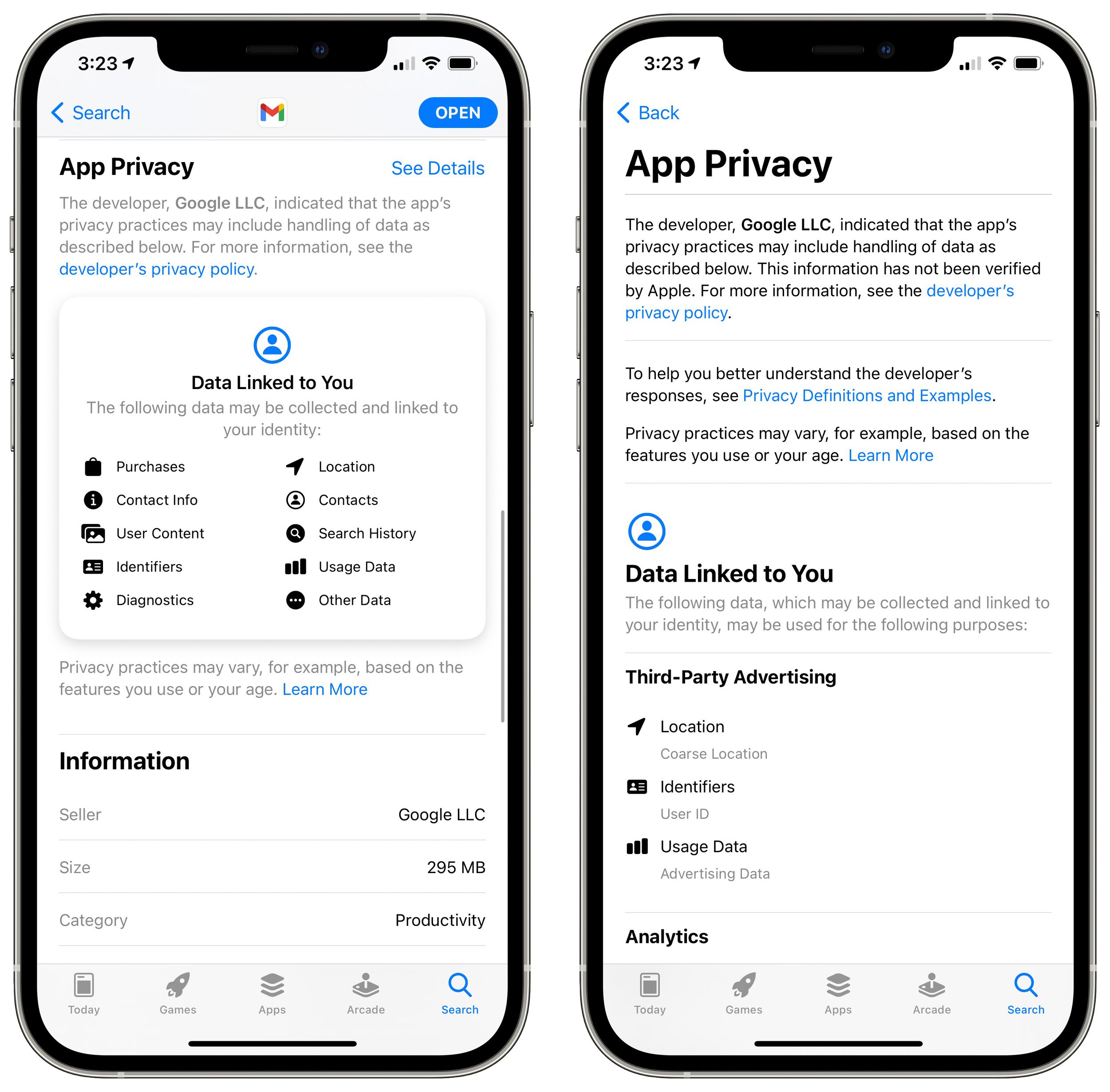 Google Finally Adds App Privacy Labels to Gmail App - MacRumors
