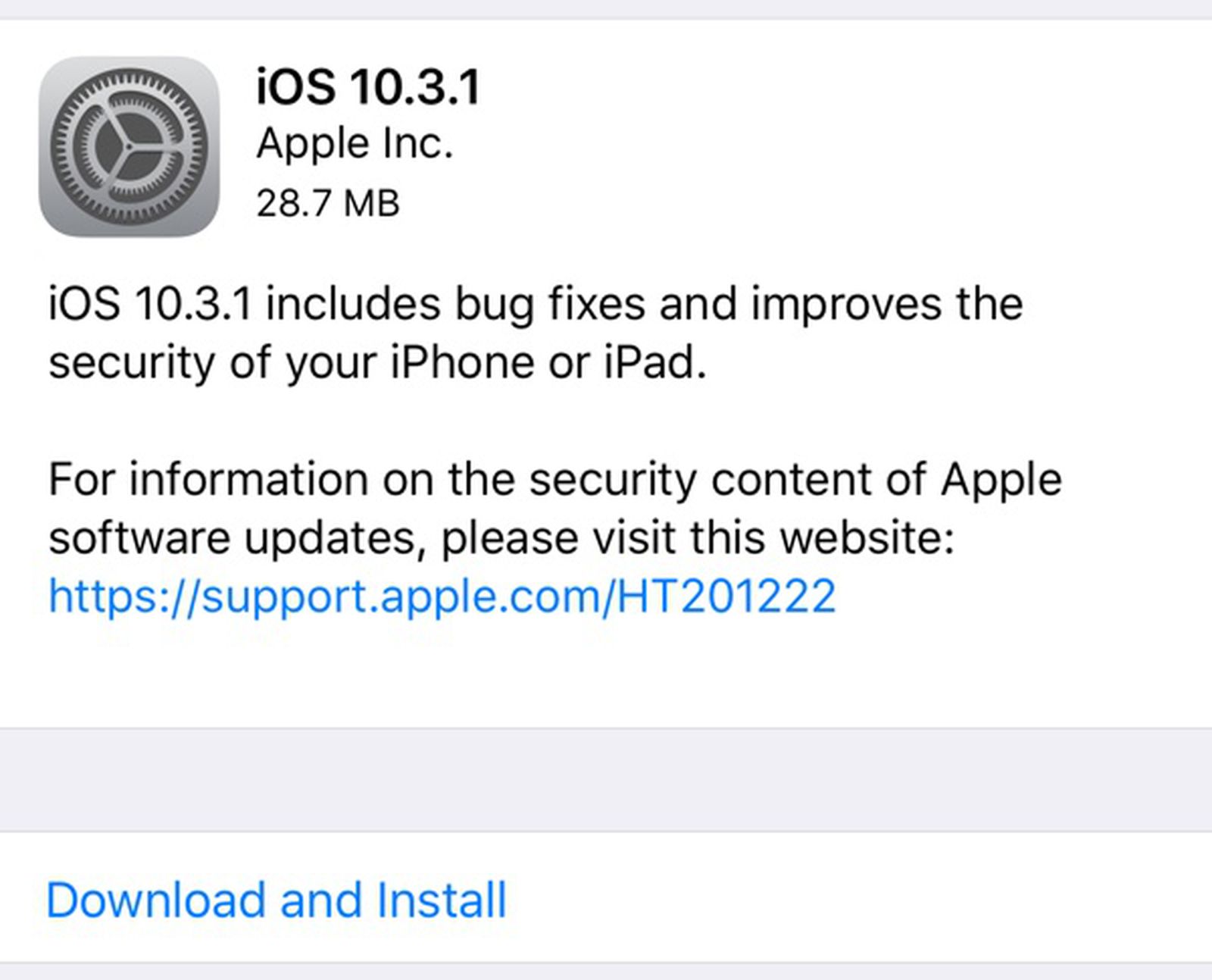 Apple Releases iOS 10.3.1 to Address Wi-Fi Vulnerability - MacRumors