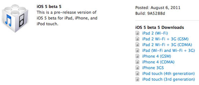 Apple Releases iOS 5 Beta 5 to Developers - MacRumors