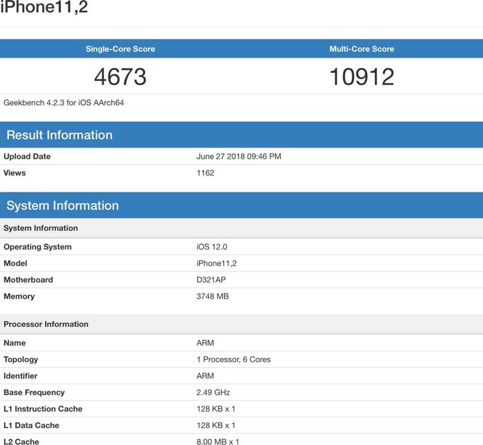 Possible Benchmark for A12 Processor From 2018 iPhone Surfaces ...