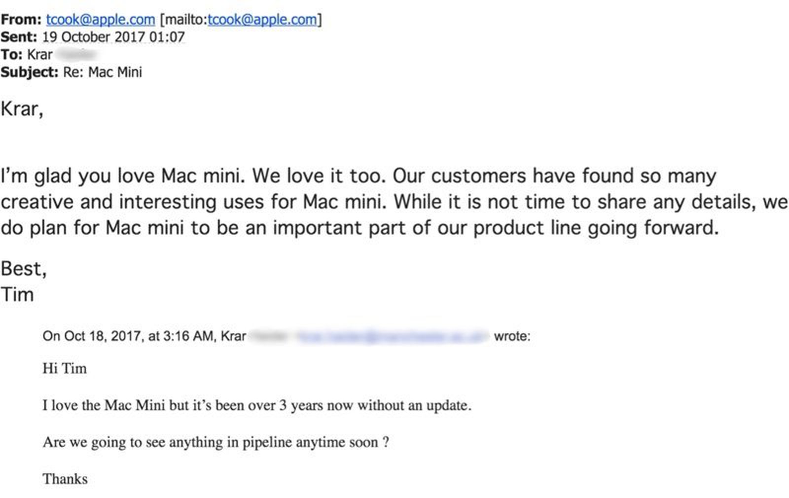 Apple CEO Tim Cook: Mac Mini Will Be 'Important Part' of Future Product ...