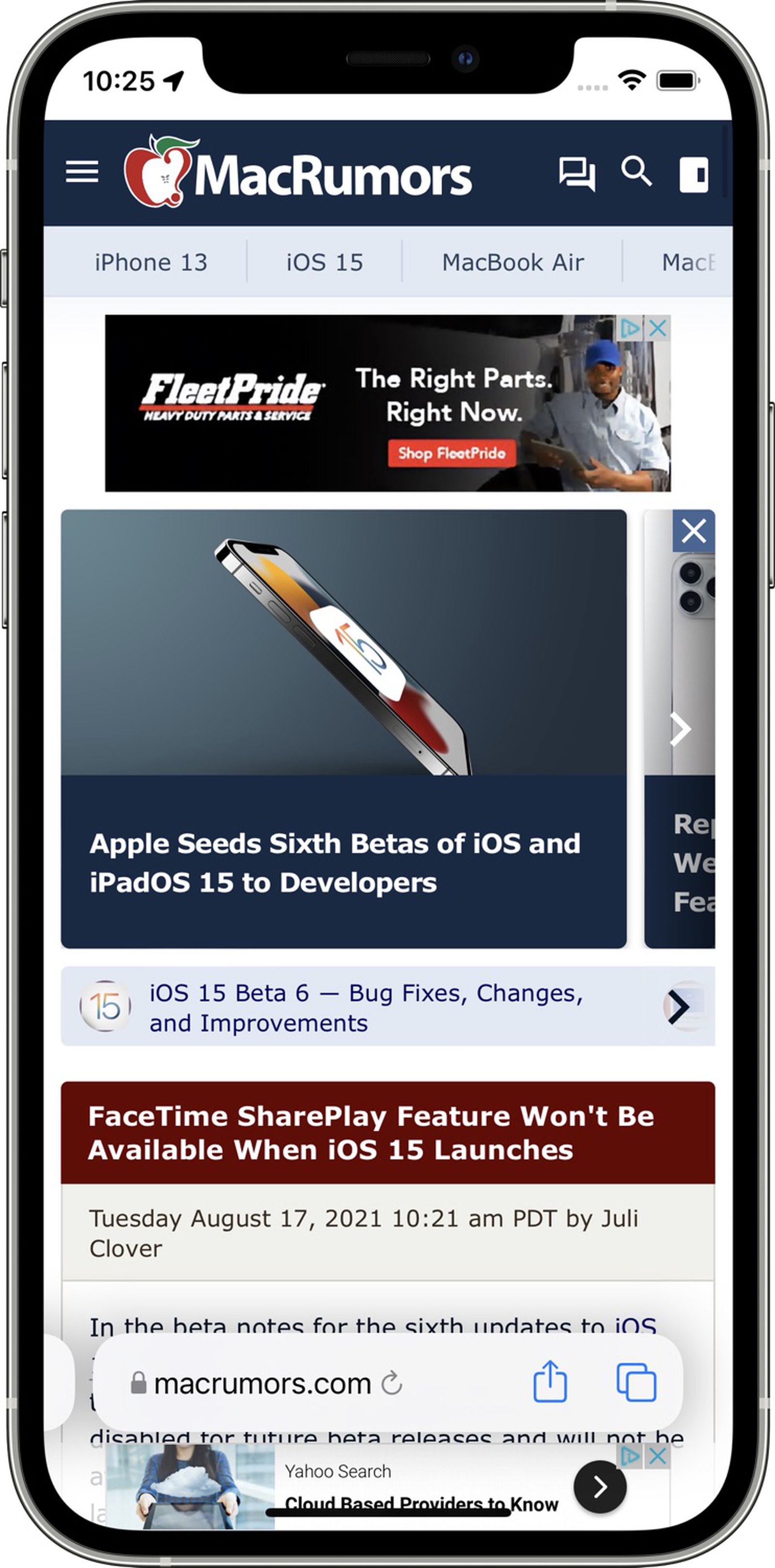 Apple Reverses iOS 15 Safari Changes With New Toggle for Top Address ...