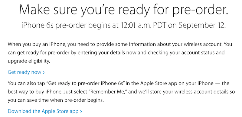 Apple Debuts 'Get Ready to Pre-Order' Option for iPhone 6s and 6s Plus ...