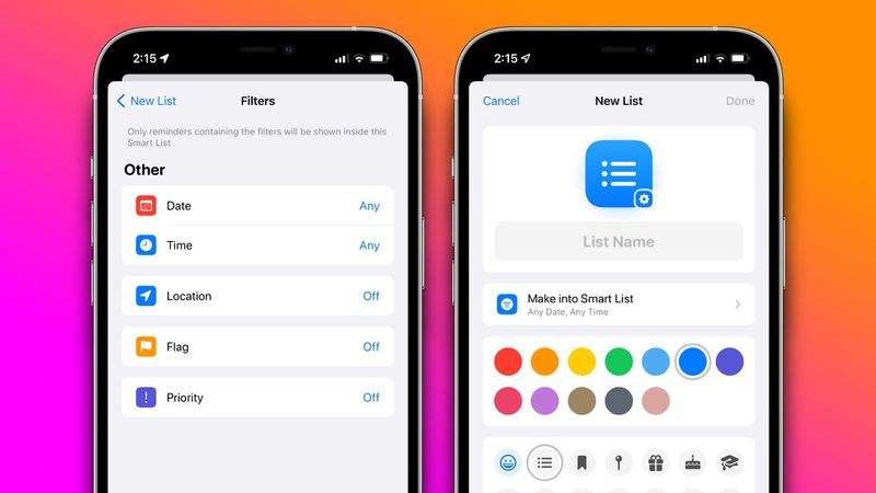 iOS 15 Reminders Gains New 'Smart List' Feature for Easily Filtering ...