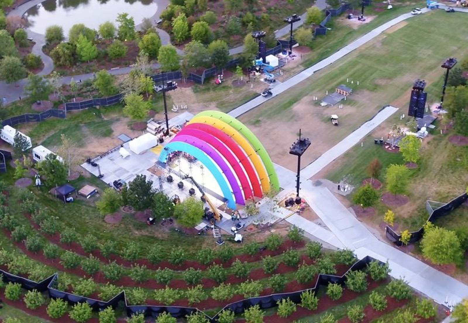 Apple Park Decorated With Rainbow Colors in Celebration of Steve Jobs ...