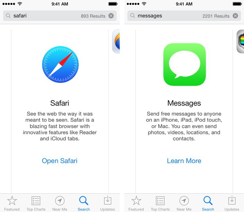 Apple Inserting Entries for Its Own Stock iOS Apps and Services Into App Store Search Results ...