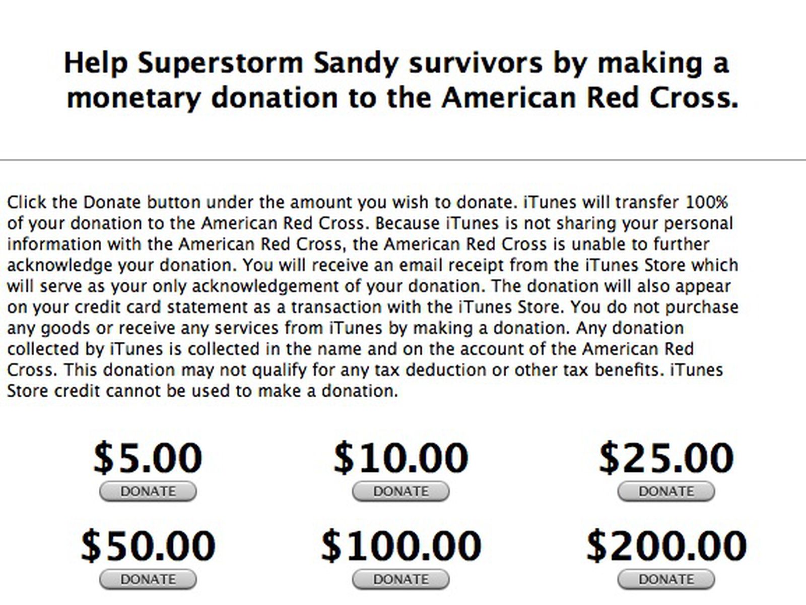Donations For Sandy