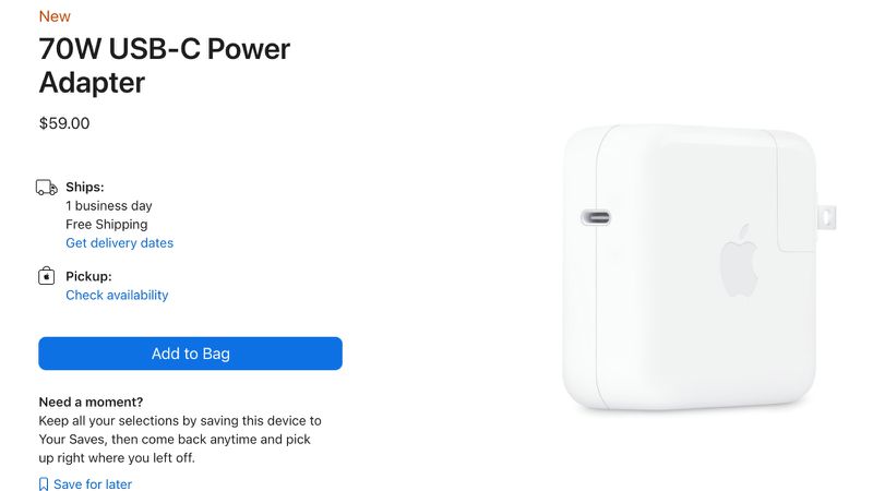 Apple Releases New 70W Power Adapter Alongside 15-Inch MacBook Air - MacRumors