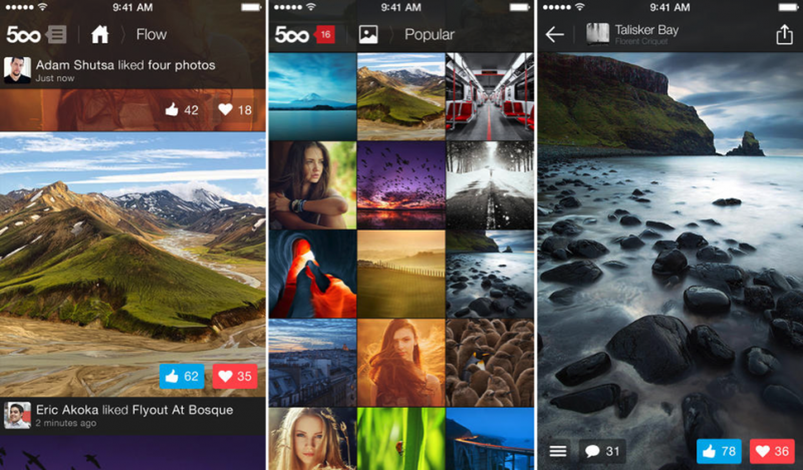 500px for iOS Updated with New Edge-to-Edge Design, Inline Swipe ...