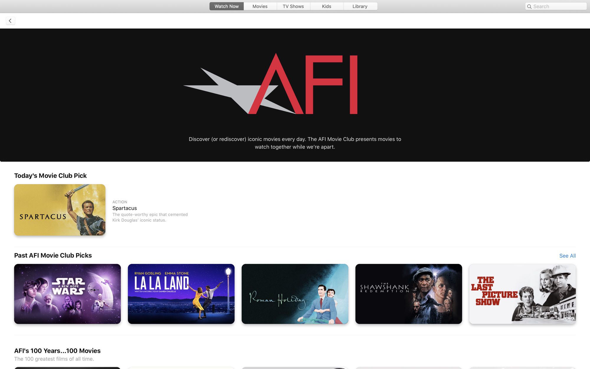 AFI Movie Club Picks Now Featured in Apple TV App - MacRumors