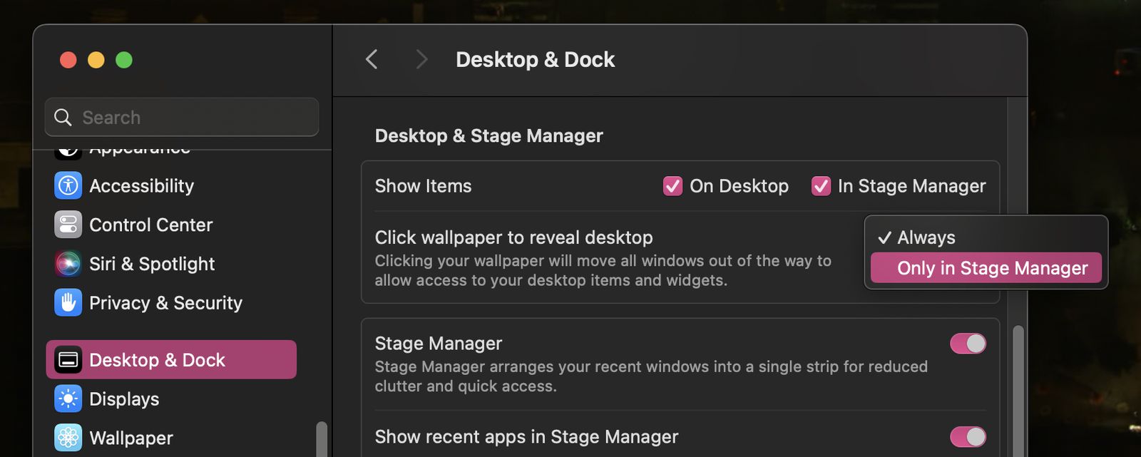Disable 'Click Wallpaper to Reveal Desktop' in macOS - MacRumors