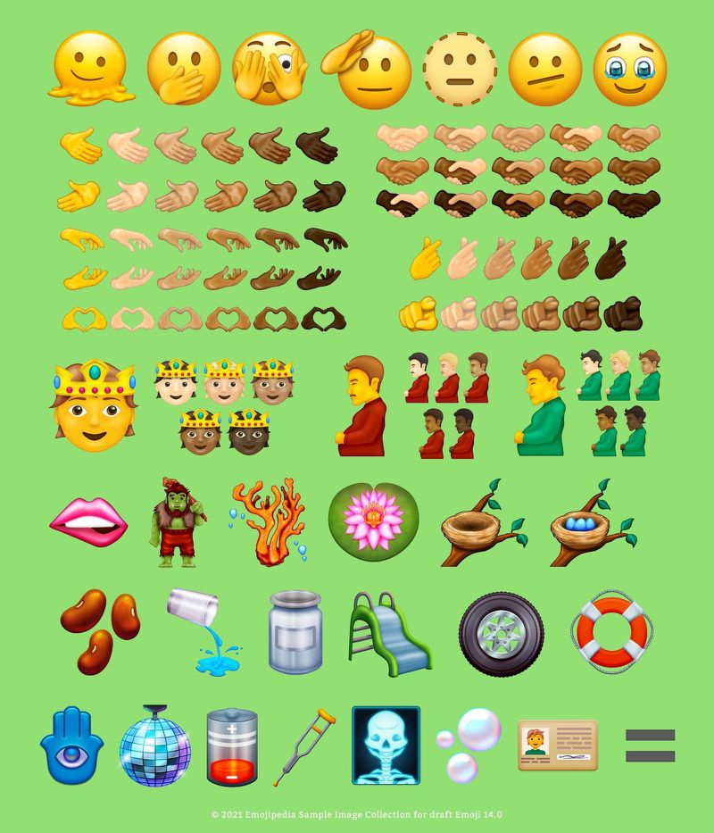 Next Emoji Candidates Include Melting Face, Saluting Face, Coral, Bird ...