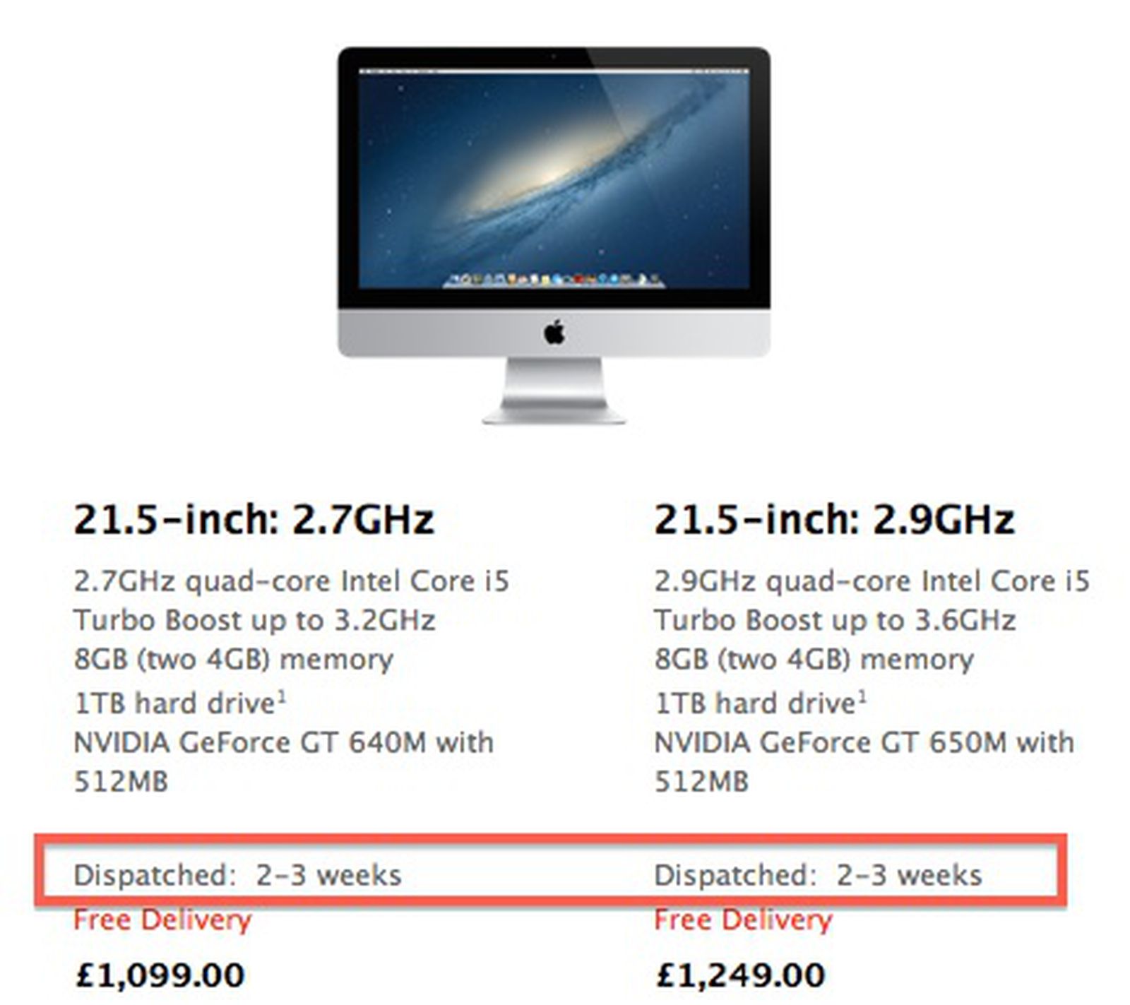 Shipping Estimates for 21.5-Inch iMac Begin Slipping to 2-3 Weeks ... Shipping Estimates for 21.5-Inch iMac Begin Slipping to 2-3 Weeks ...