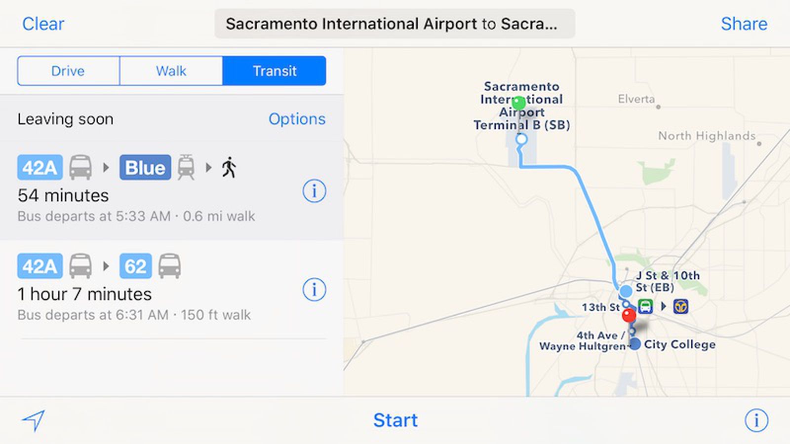 Apple Maps Introduces Transit Data for Sacramento, California - MacRumors