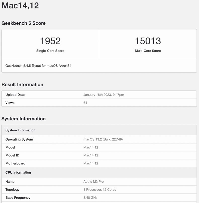 First Geekbench Scores for New Mac Mini With M2 Pro Surface, Beats M1 ...