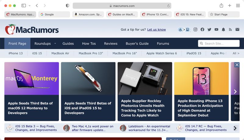 macOS Monterey Beta 3: Apple Redesigns Safari Tab Interface Following ...