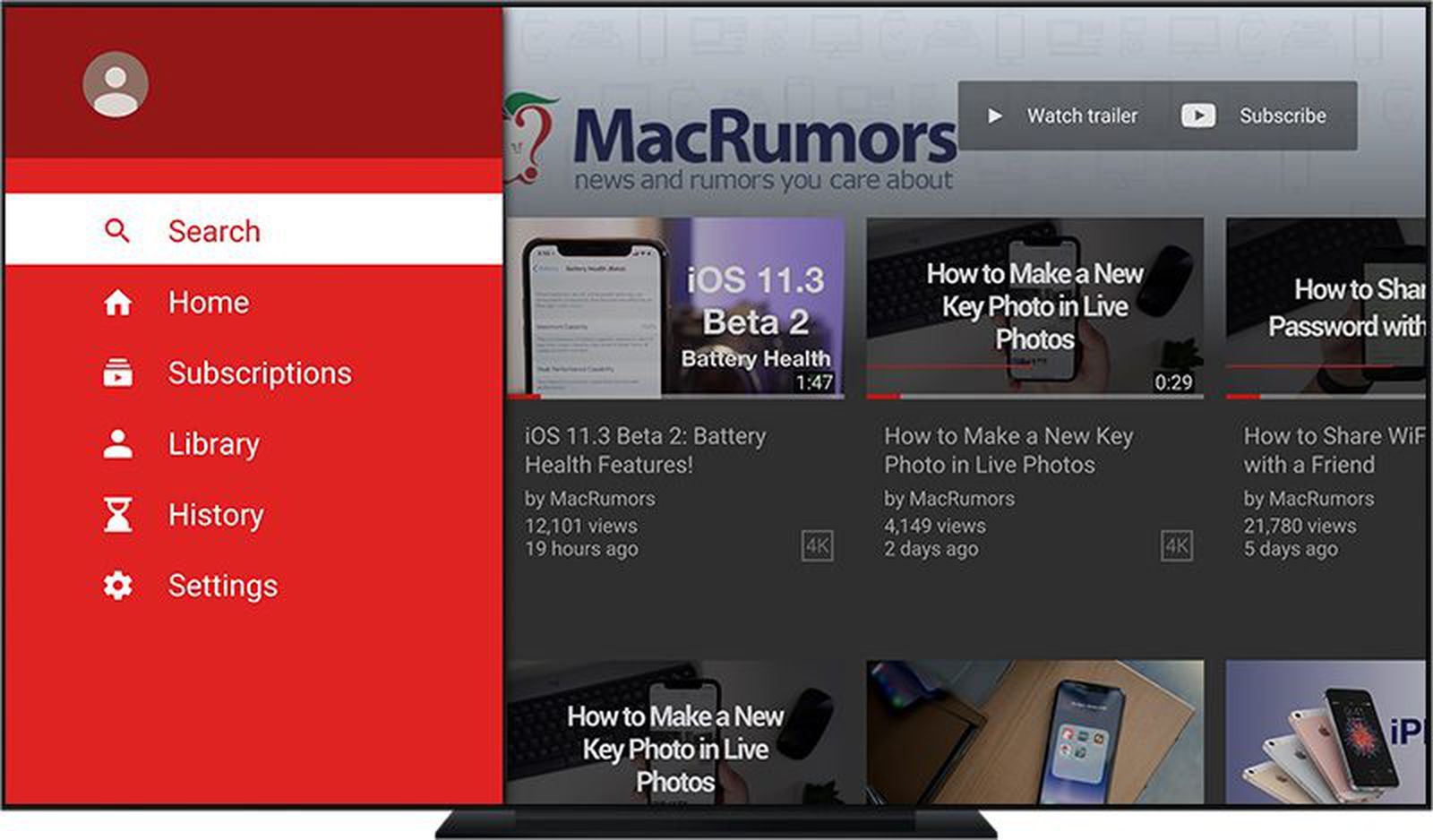 YouTube App for Apple TV Receives Major Redesign - MacRumors