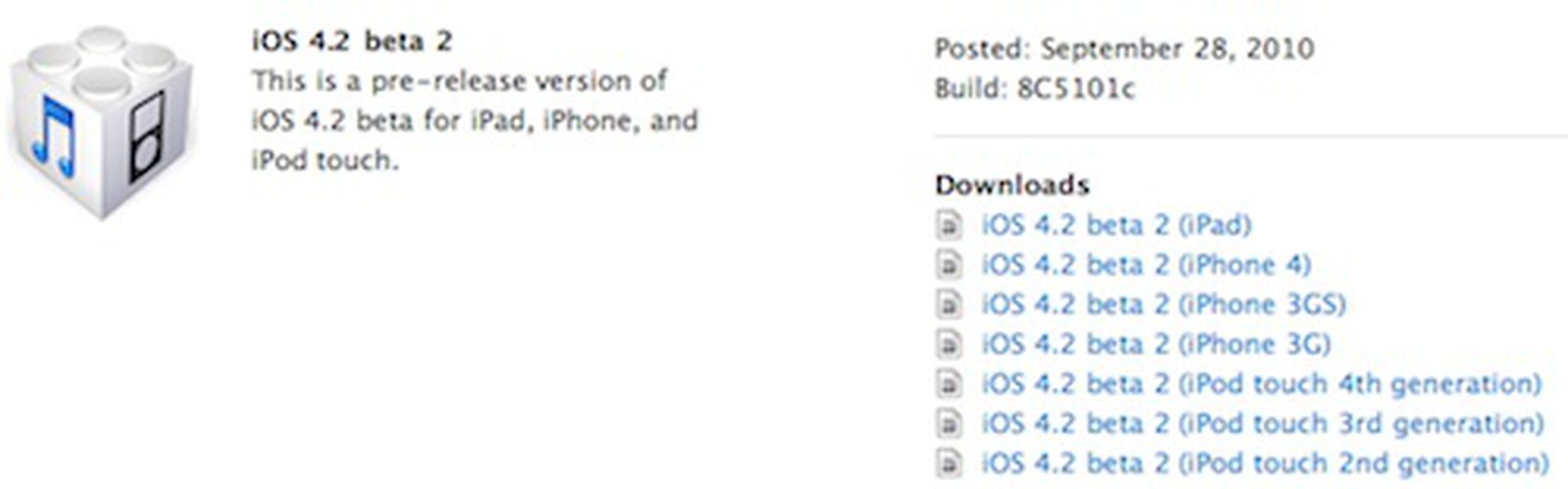 iOS 4.2 Beta 2 and iTunes 10.1 Beta Seeded to Developers - MacRumors