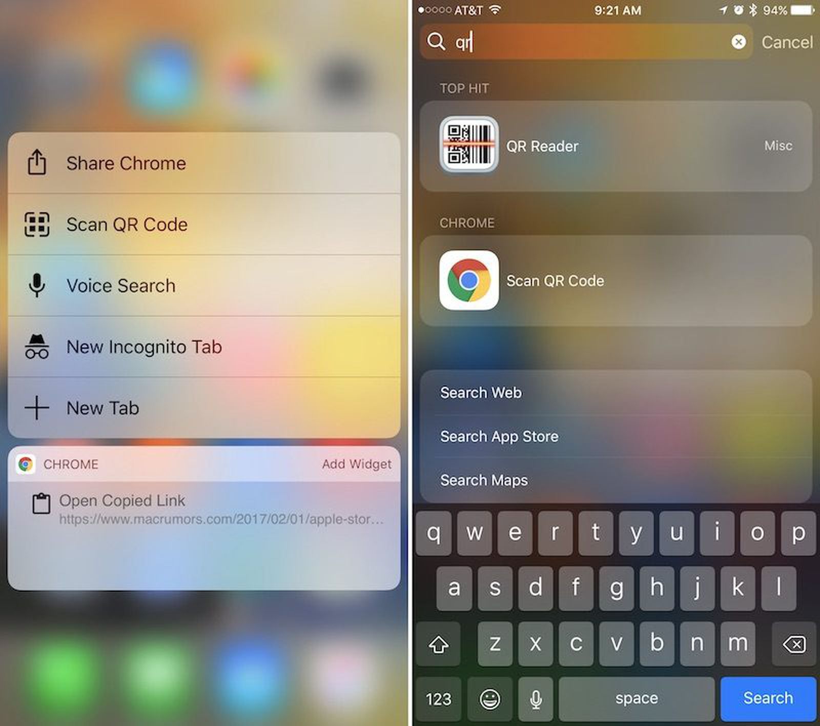 Google Chrome iOS Update Adds QR Code Scanner to 3D Touch Menu - MacRumors