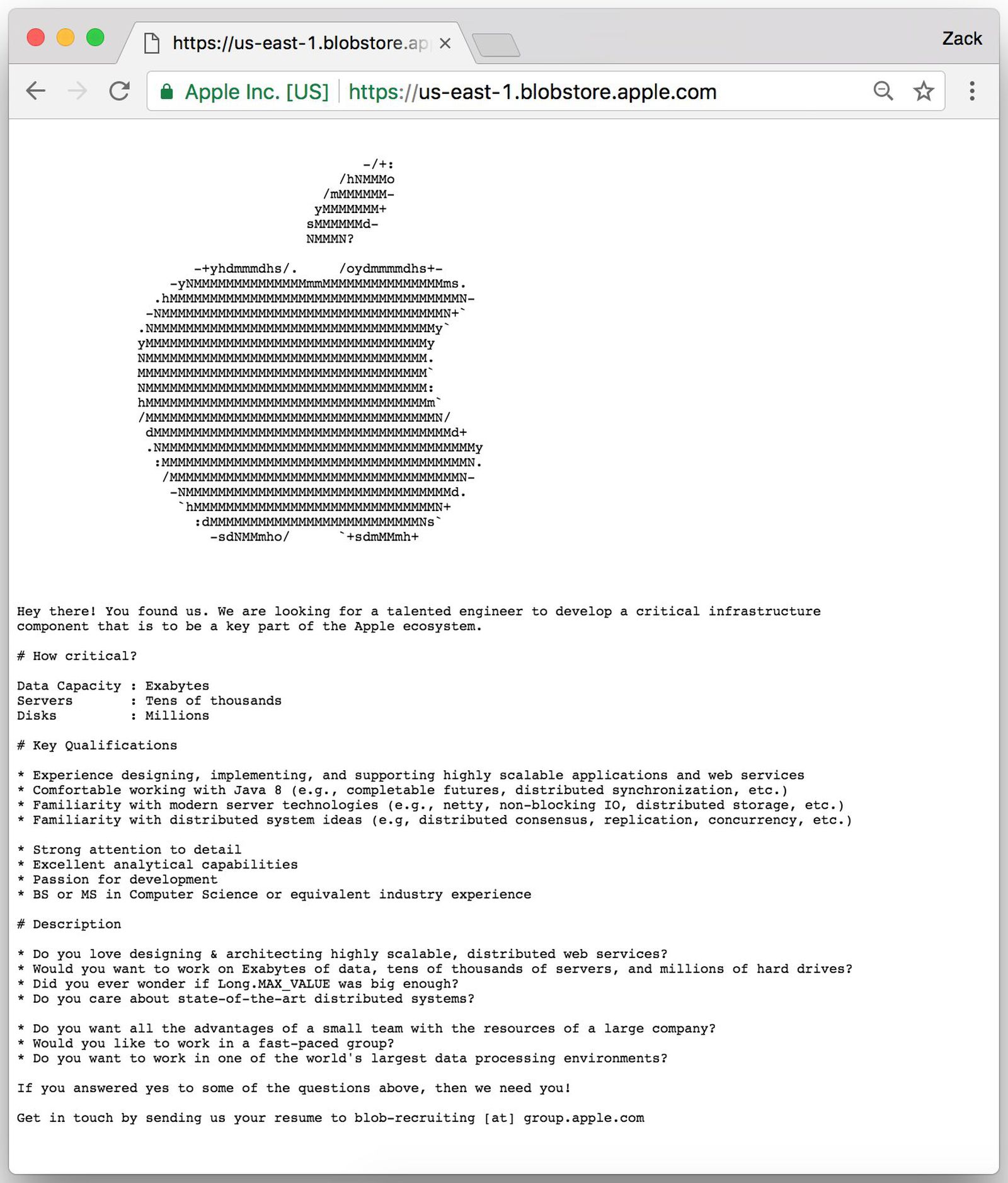 Apple Uses Hidden Web Page to Recruit for a 'Critical' Cloud ...