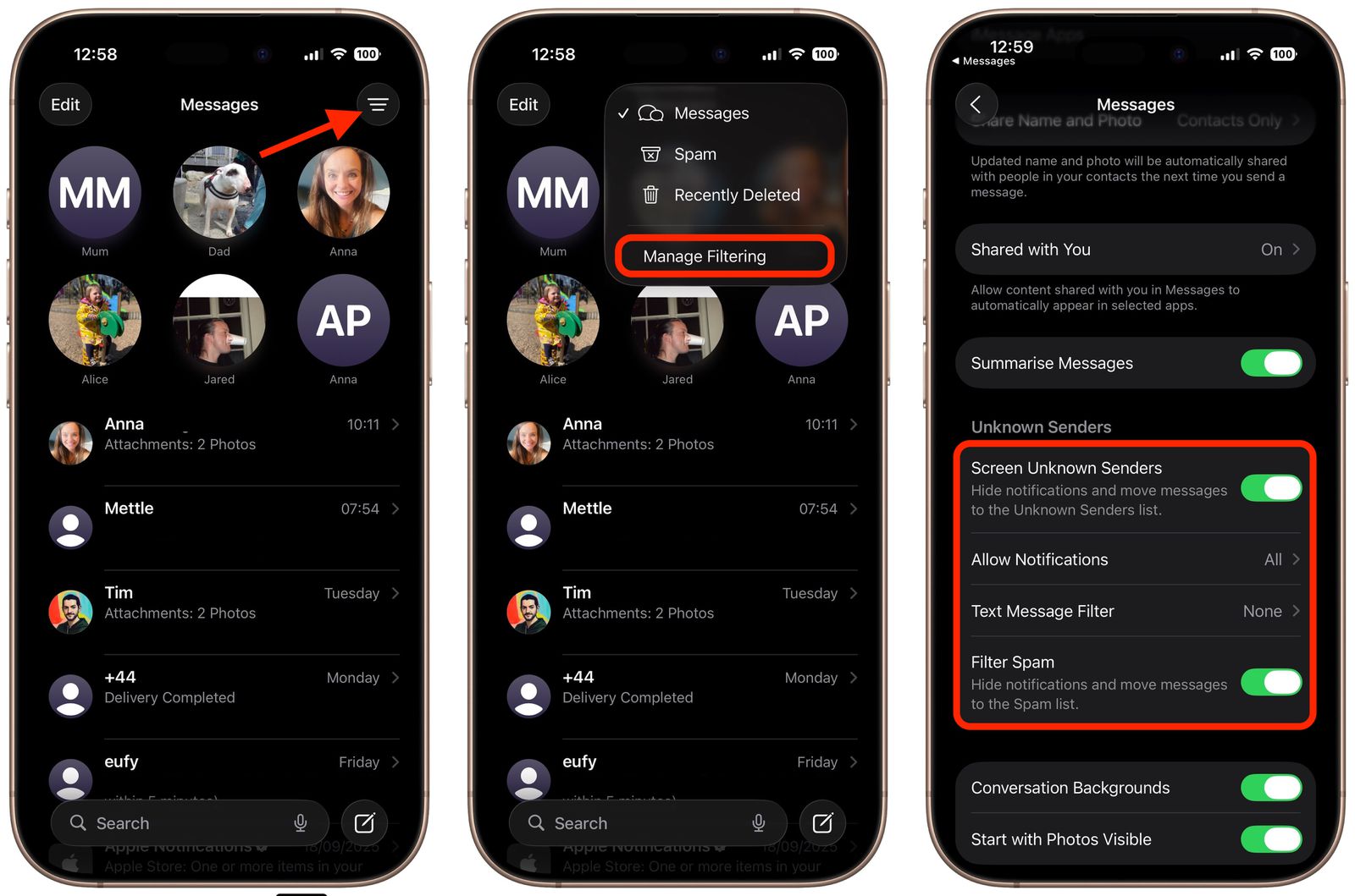 iOS 26: Screen and Filter Messages From Unknown Senders - MacRumors