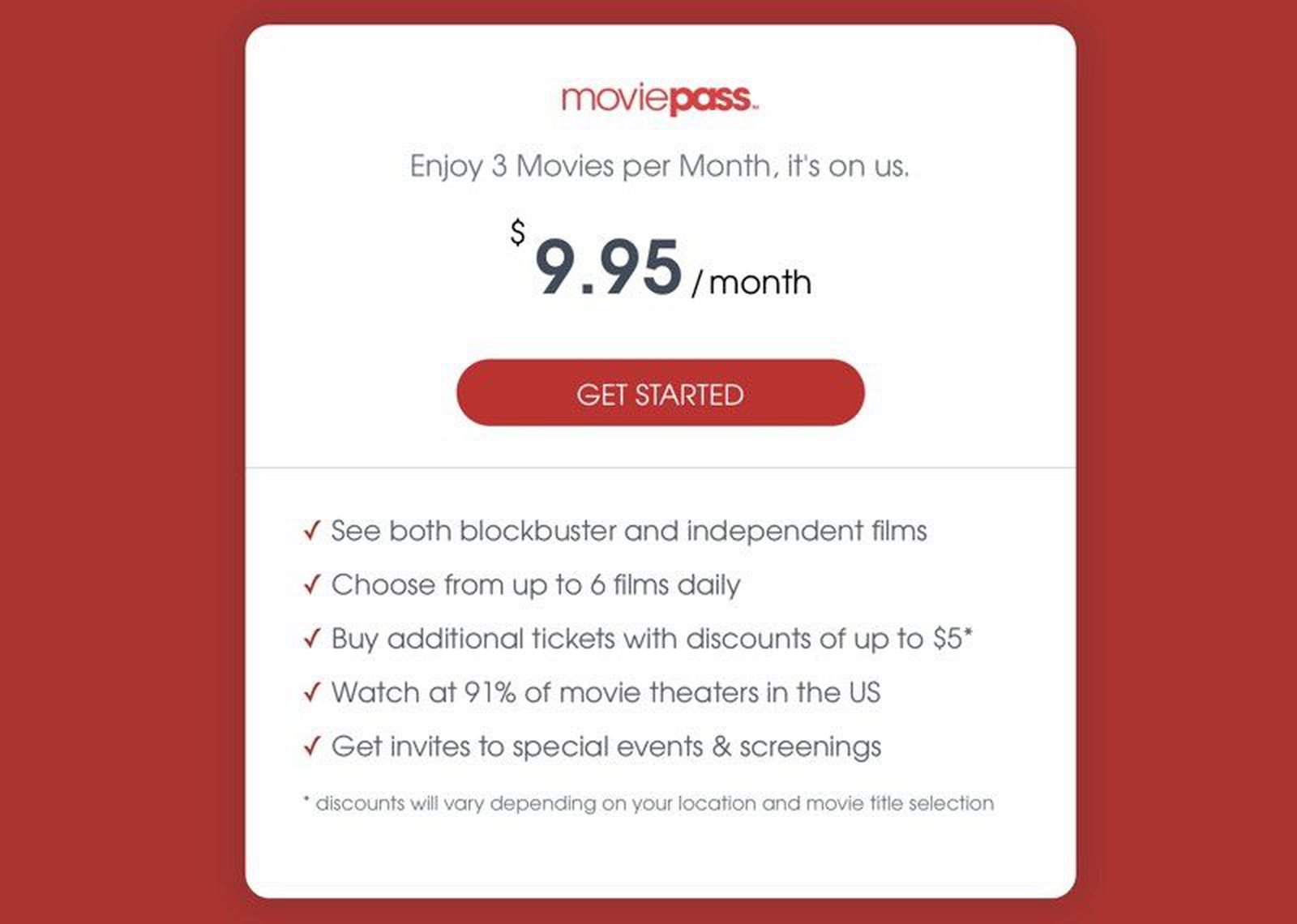 MoviePass Now Limiting Subscribers to a Choice of Six Movies Each Day ...