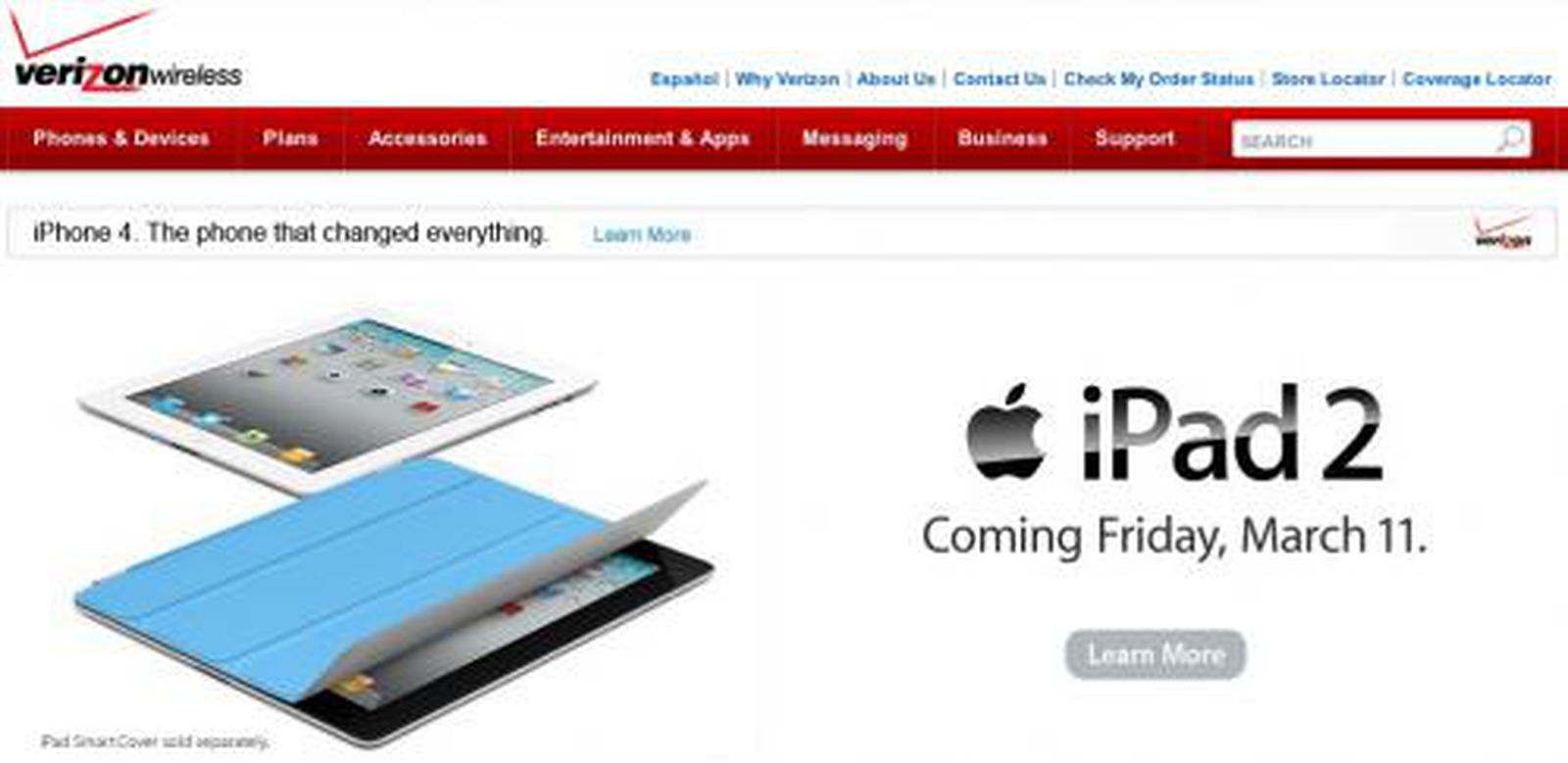 Verizon Suggests March 11th Launch Date Availability for iPad 2 - MacRumors