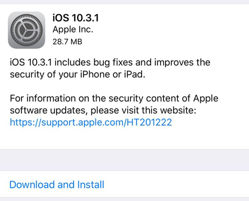 Apple Releases iOS 10.3.1 to Address Wi-Fi Vulnerability - MacRumors