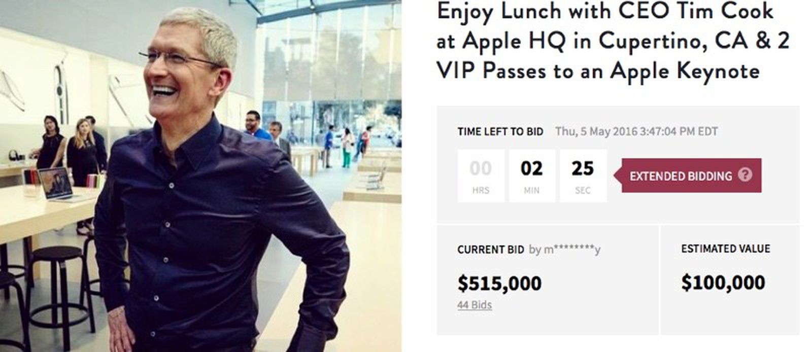 Tim Cook's Charity Lunch Auction Raises More Than $500,000 for RFK ...
