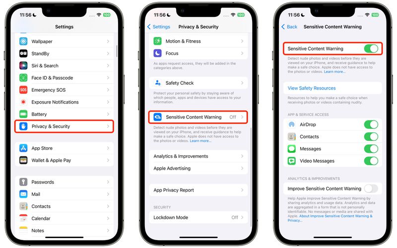 Ios 17 How To Enable Sensitive Content Warnings Macrumors