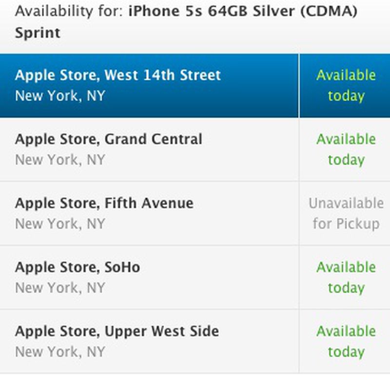 Apple Retail Stores Launch In-Store Pickup Option for iPhone 5s and 5c ...