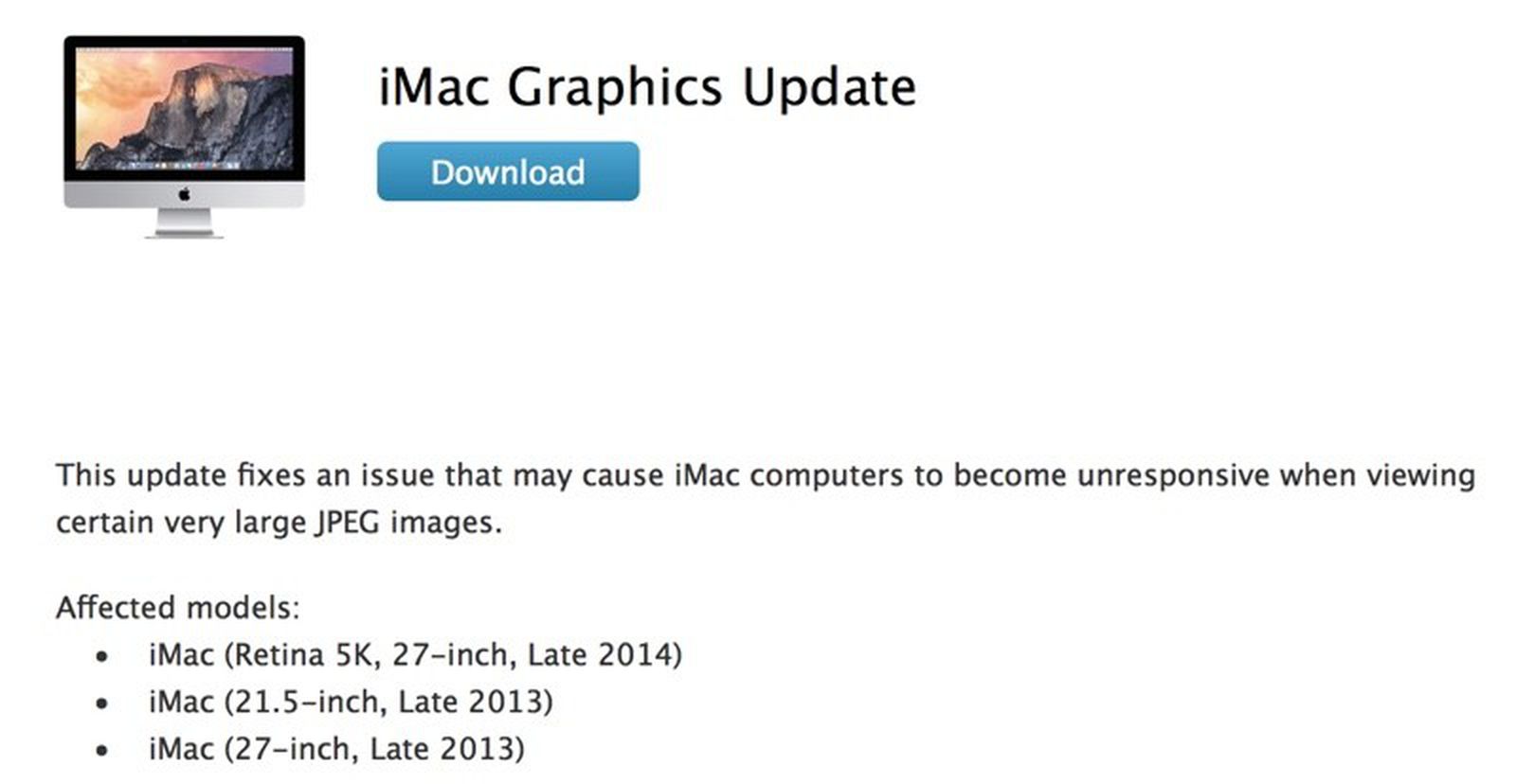 Apple Releases iMac Graphics Update to Fix JPEG Freezing Issue on OS X ...